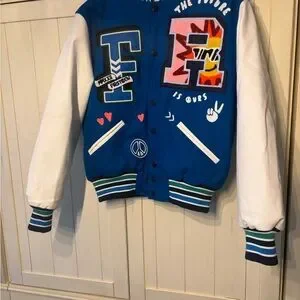 Jackets & Coats | The Future Blue And White Varsity Jacket With Patches ...